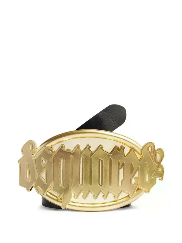 Dsquared2 Logo Plaque Leather Belt - Black