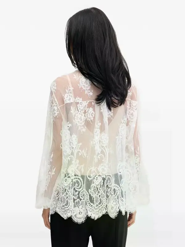 ANIYE BY Silva Floral Embroidered Sheer Blouse