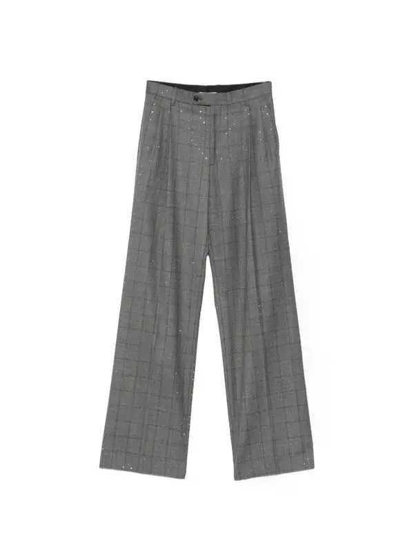 Sandro Rhinestone Embellished Checked Trousers - Grey