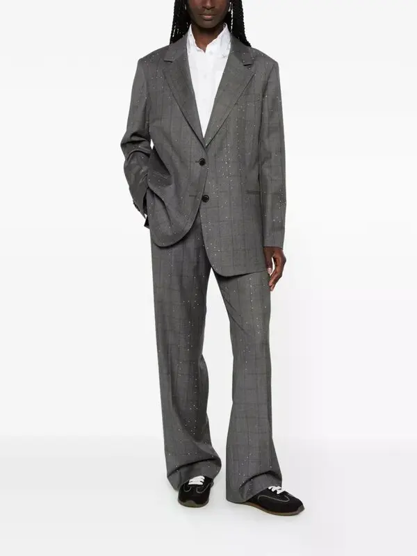 Sandro Rhinestone Embellished Checked Trousers