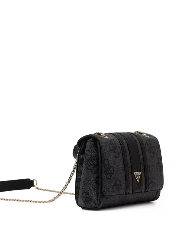 Guess Noelle Monogram-print Logo-plaque Shoulder Bag - Black