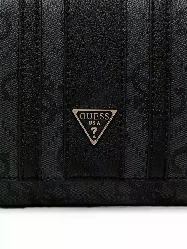 Guess Noelle Monogram-print Logo-plaque Shoulder Bag - Black