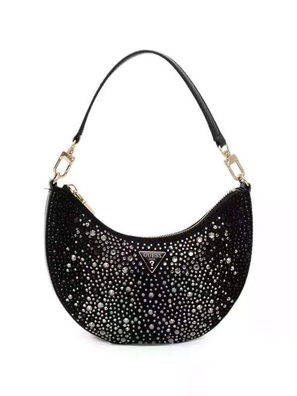 Guess Crystal Embellished Crescent Shoulder Bag - Black