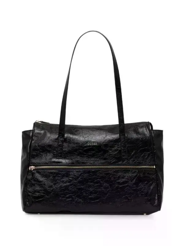 Guess Crinkled Zip-pocket Tote Bag - Black