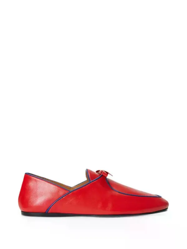 Polo Ralph Lauren Calf Leather Loafers With Bow Detail - Red