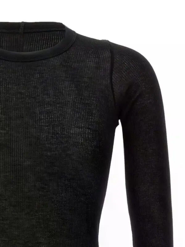 Rick Owens Rib Ls T Raw-cut T-shirt - Black