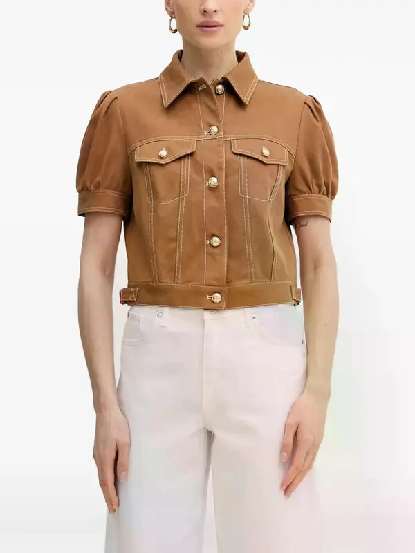 Guess Contrast-stitch Puff-sleeve Jacket