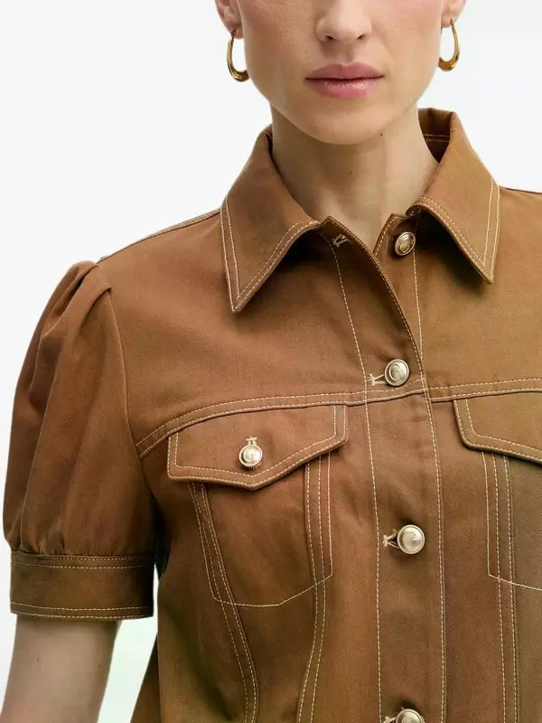 Guess Contrast-stitch Puff-sleeve Jacket