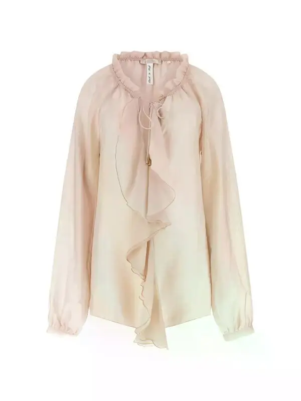 Guess Ruffled Long-sleeve Blouse - Pink