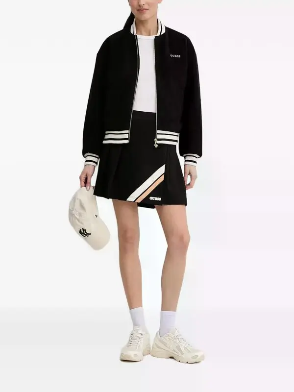 Guess Logo Embroidered Striped Trim Jacket