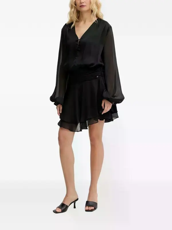 Guess V-neck Long Puff Sleeve Mini Dress