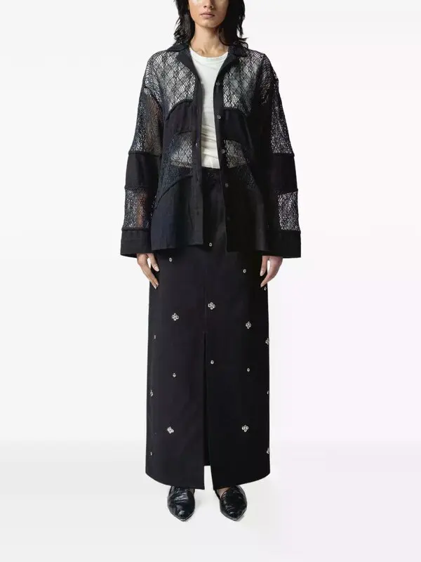 MULLER OF YOSHIOKUBO Spiderweb Panelled Long Sleeve Shirt - Black
