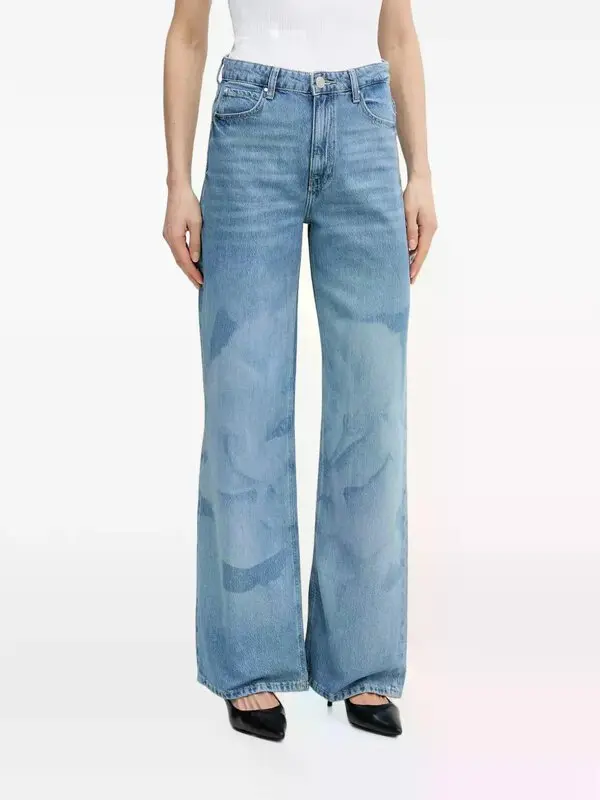 Guess Laser-print Wide-leg Jeans - Blue