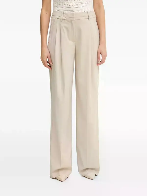 Guess Bruna Pinstripe Pleated Wide Leg Trousers - Neutrals