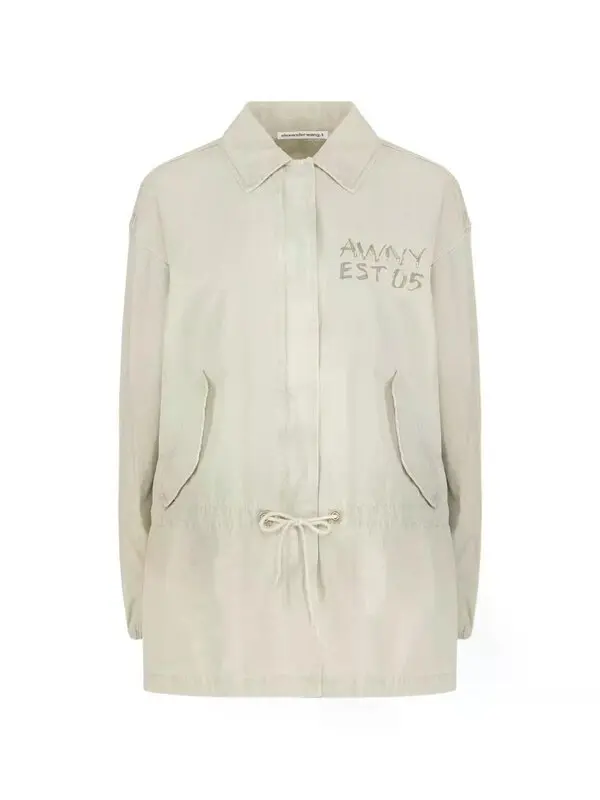 Alexander Wang Dropped-waist Logo-print Parka - Grey