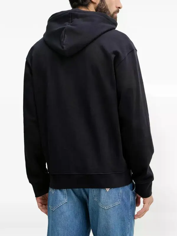 Guess Logo Embroidered Zip-up Hoodie