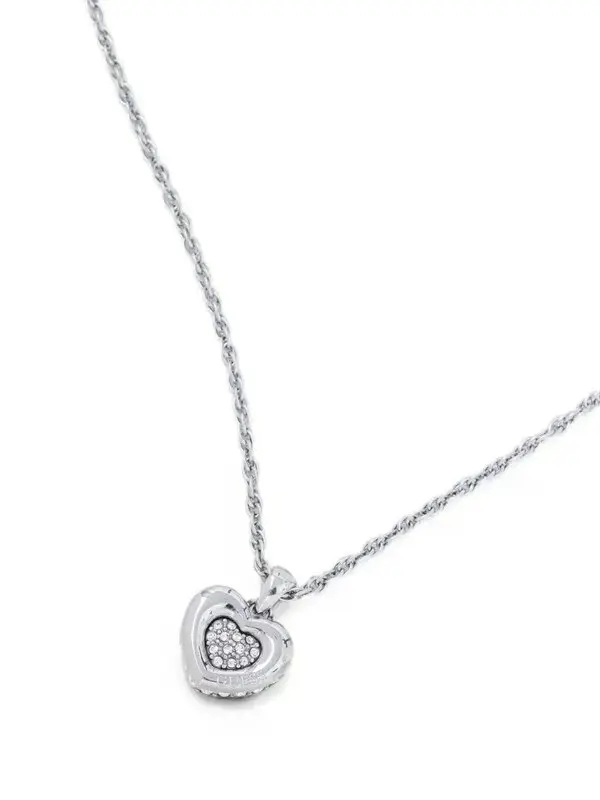 Guess Crystal-embellished Heart Pendant Necklace - Silver