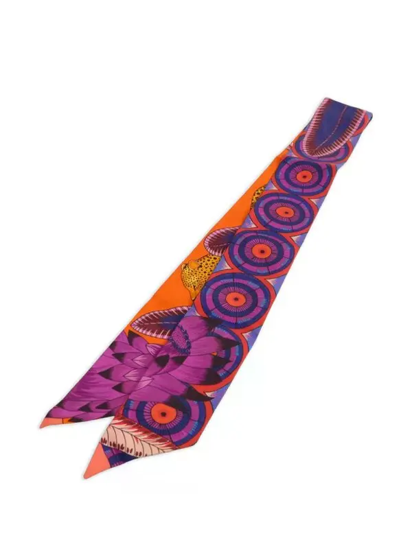 Hermès Twilly Animal-print Scarf - Orange