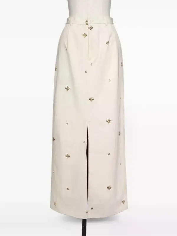 MULLER OF YOSHIOKUBO Stud-embellished Maxi Skirt With Front Slit - Neutrals