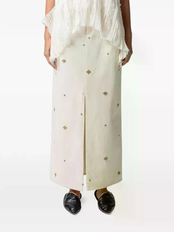 MULLER OF YOSHIOKUBO Stud-embellished Maxi Skirt With Front Slit