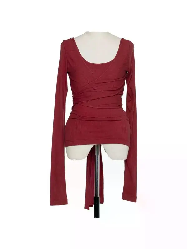 MULLER OF YOSHIOKUBO Ribbed Wrap-around Top - Red