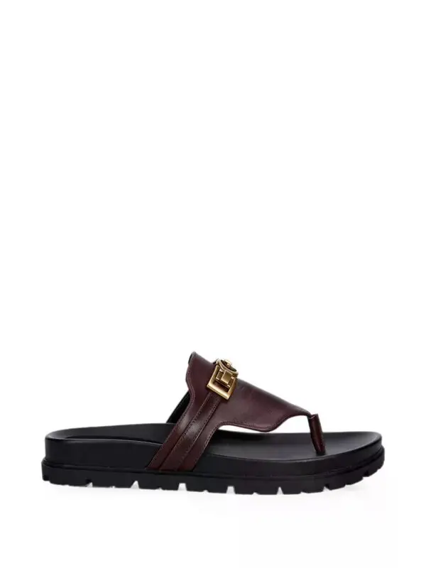 Guess Logo Plaque Thong Sandals - Brown