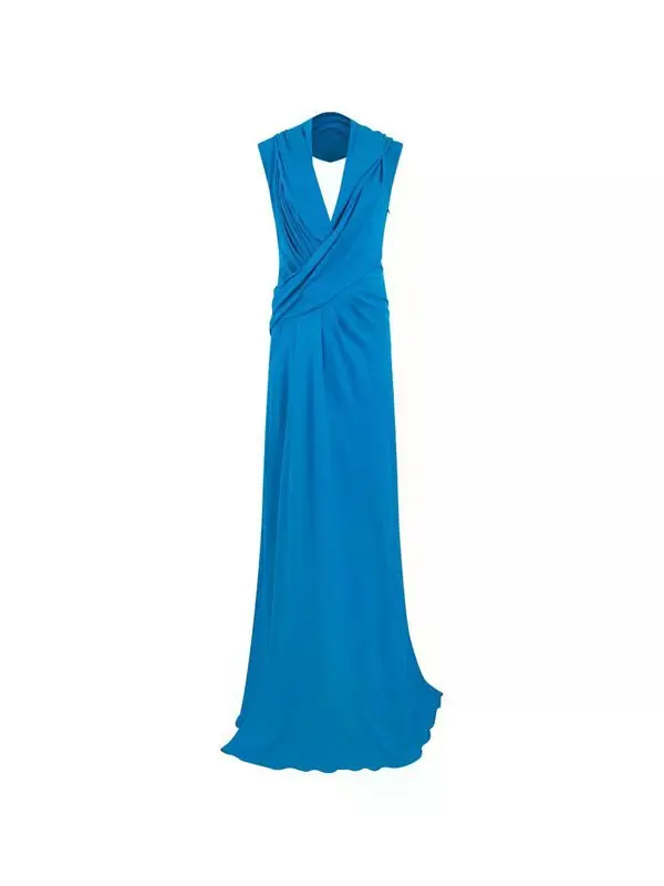 Alberta Ferretti Draped Maxi Gown - Blue