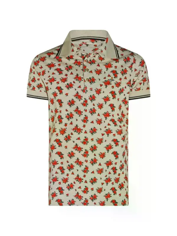 VIVIENNE WESTWOOD Rose-print Polo Shirt - Neutrals