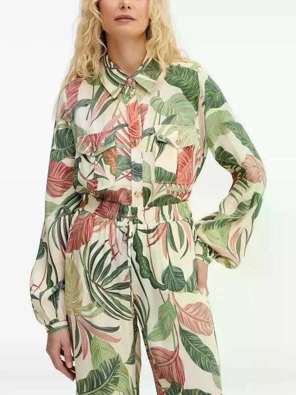 Guess Tropical Leaf Print Long Sleeve Shirt