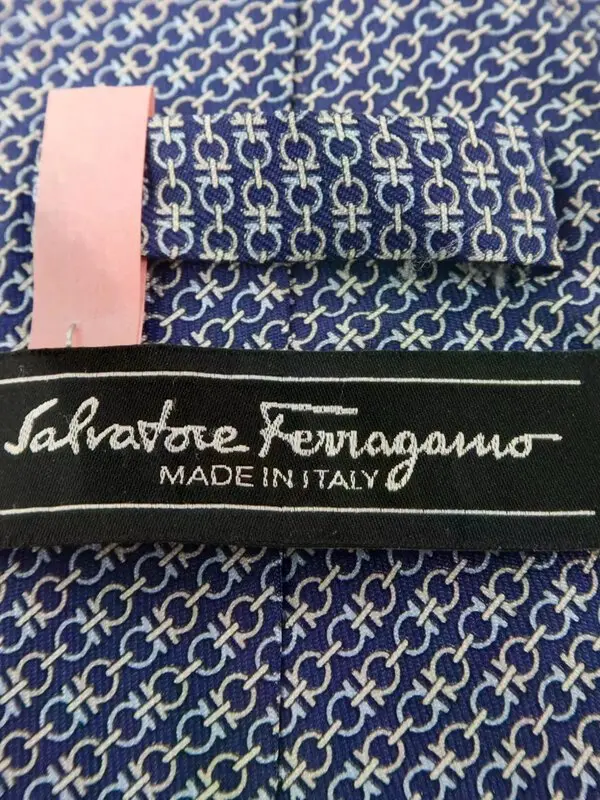 FERRAGAMO Gancini Pattern Silk Tie