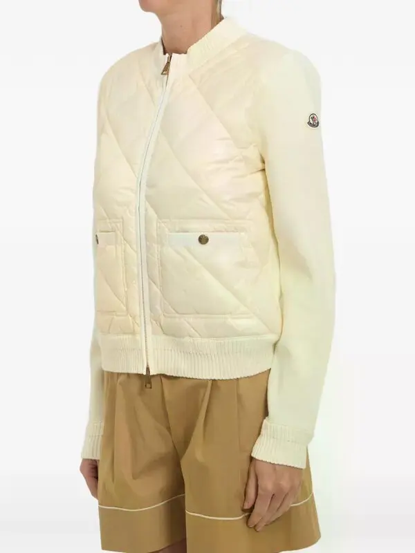 Moncler Quilted-front Zip-up Cardigan - Neutrals