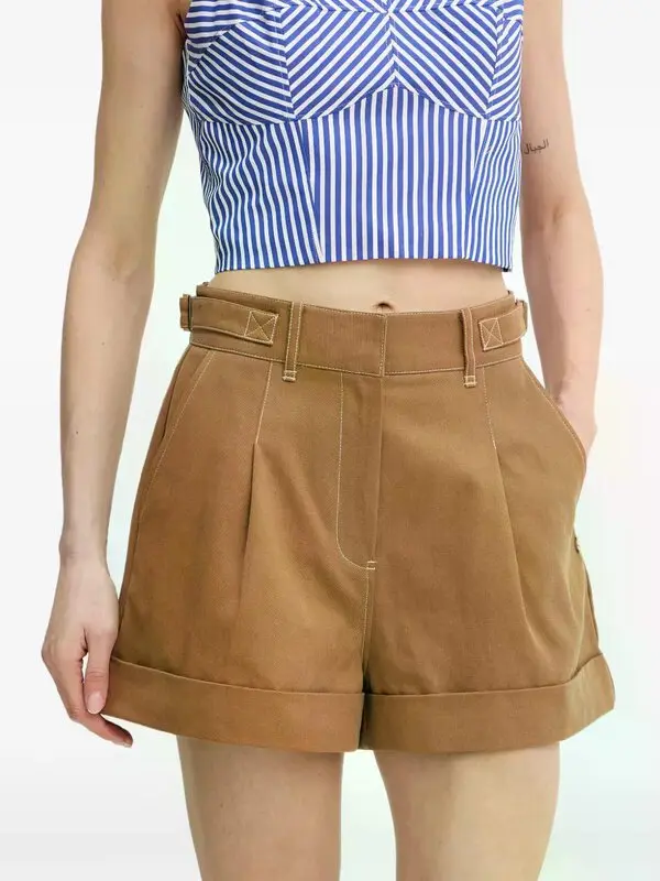 Guess Belted Pleated Shorts - Brown