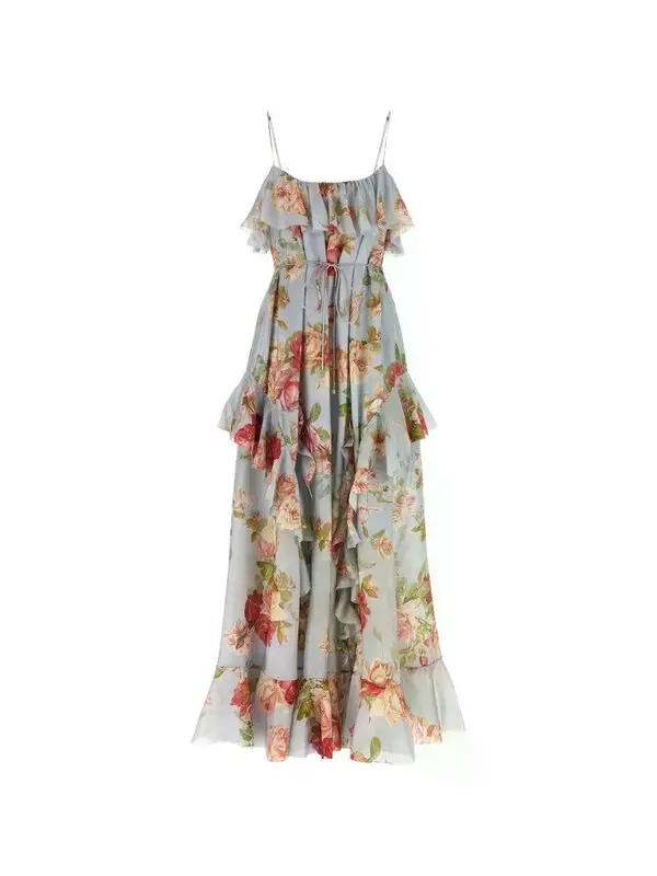Zimmermann Roselight Frill Maxi Dress - Blue