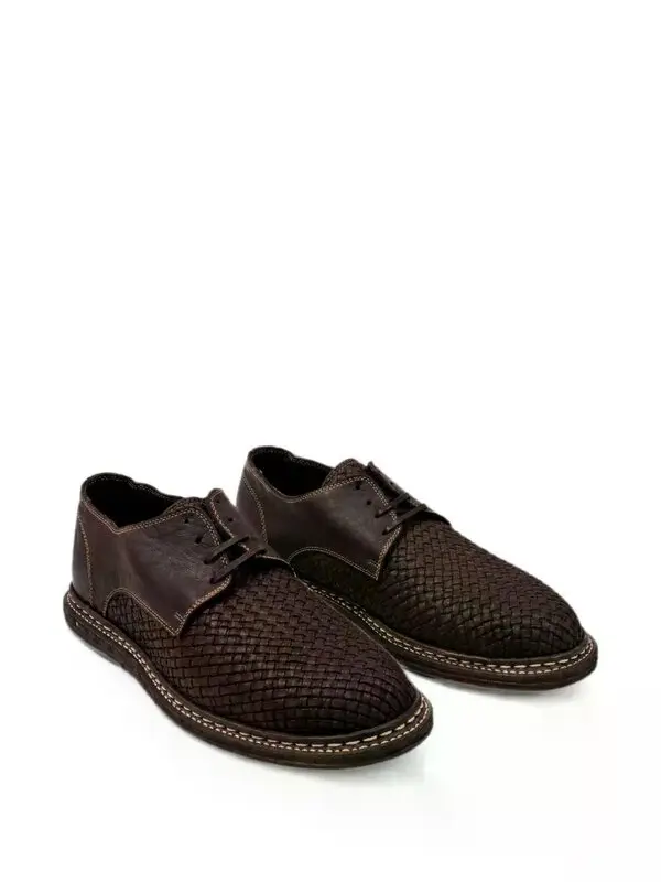 Guidi Woven Leather Derby Shoes