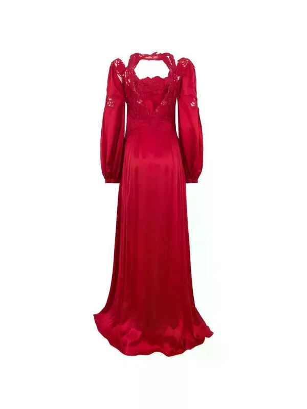 Alberta Ferretti Puff-sleeve Silk Maxi Dress - Red