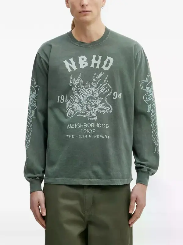 NEIGHBORHOOD Graphic-print Cotton T-shirt - Green