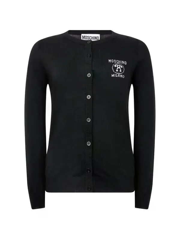 Moschino Embroidered Virgin Wool Cardigan - Black