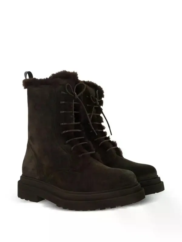 Brunello Cucinelli Shearling-trim Combat Boots