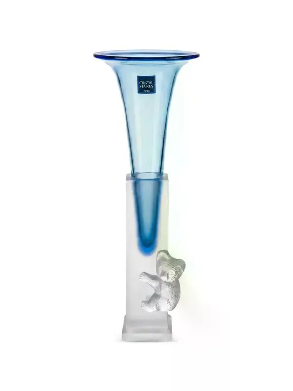 CRISTAL DE SEVRES Bear-detail Crystal Vase - White