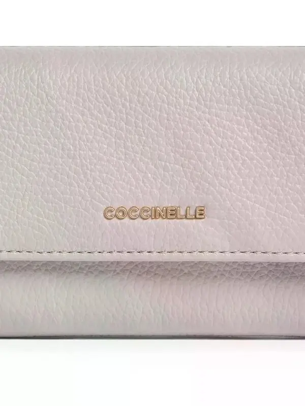 COCCINELLE Medium Metallic Logo-plaque Pebbled Wallet