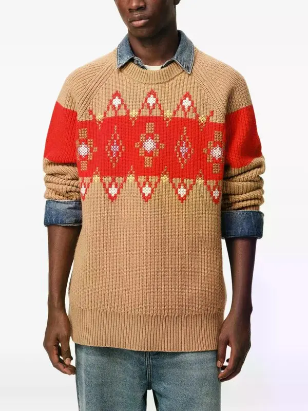 AMI Paris Fair Isle Knit Oversized Sweater