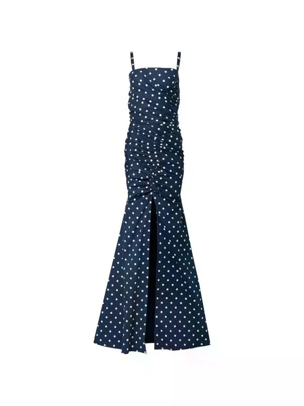 Carolina Herrera Polka-dot Ruched Gown - Blue