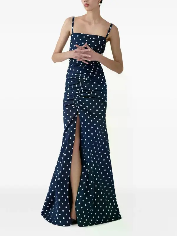 Carolina Herrera Polka-dot Ruched Gown