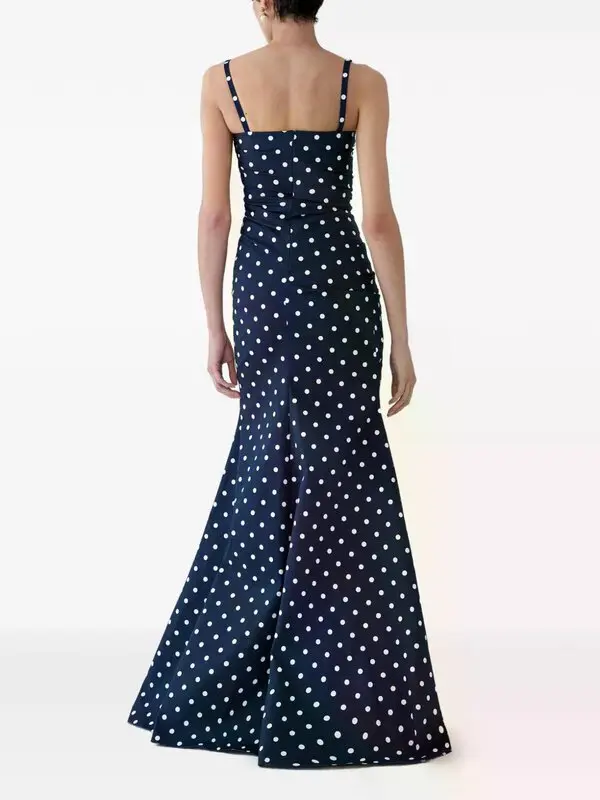 Carolina Herrera Polka-dot Ruched Gown