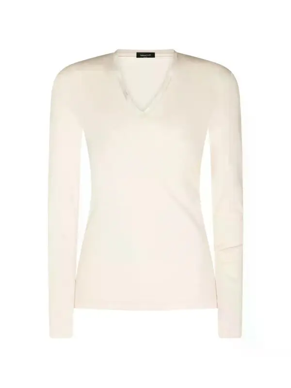 Fabiana Filippi Long-sleeve V-neck T-shirt - Neutrals