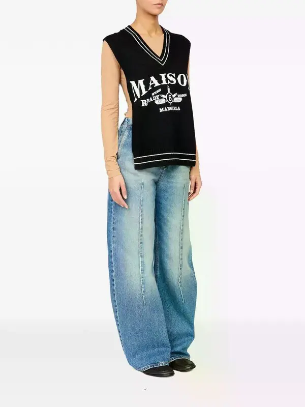 MAISON MARGIELA Wool Sweater Vest With Varsity Graphic