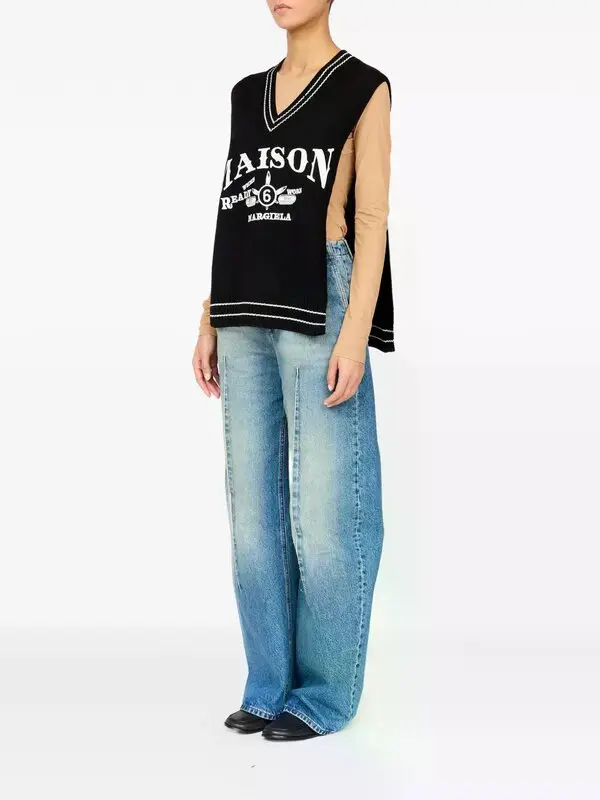 MAISON MARGIELA Wool Sweater Vest With Varsity Graphic