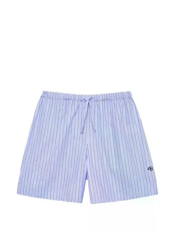ANINE BING Ramy Pinstripe Drawstring Shorts - Blue