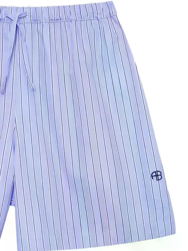 ANINE BING Ramy Pinstripe Drawstring Shorts