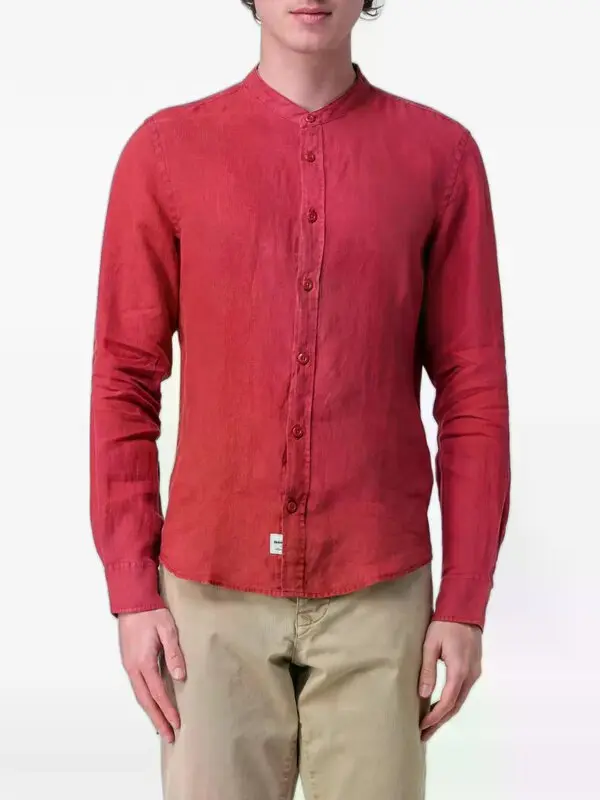 BLAUER. Linen Mandarin-collar Shirt